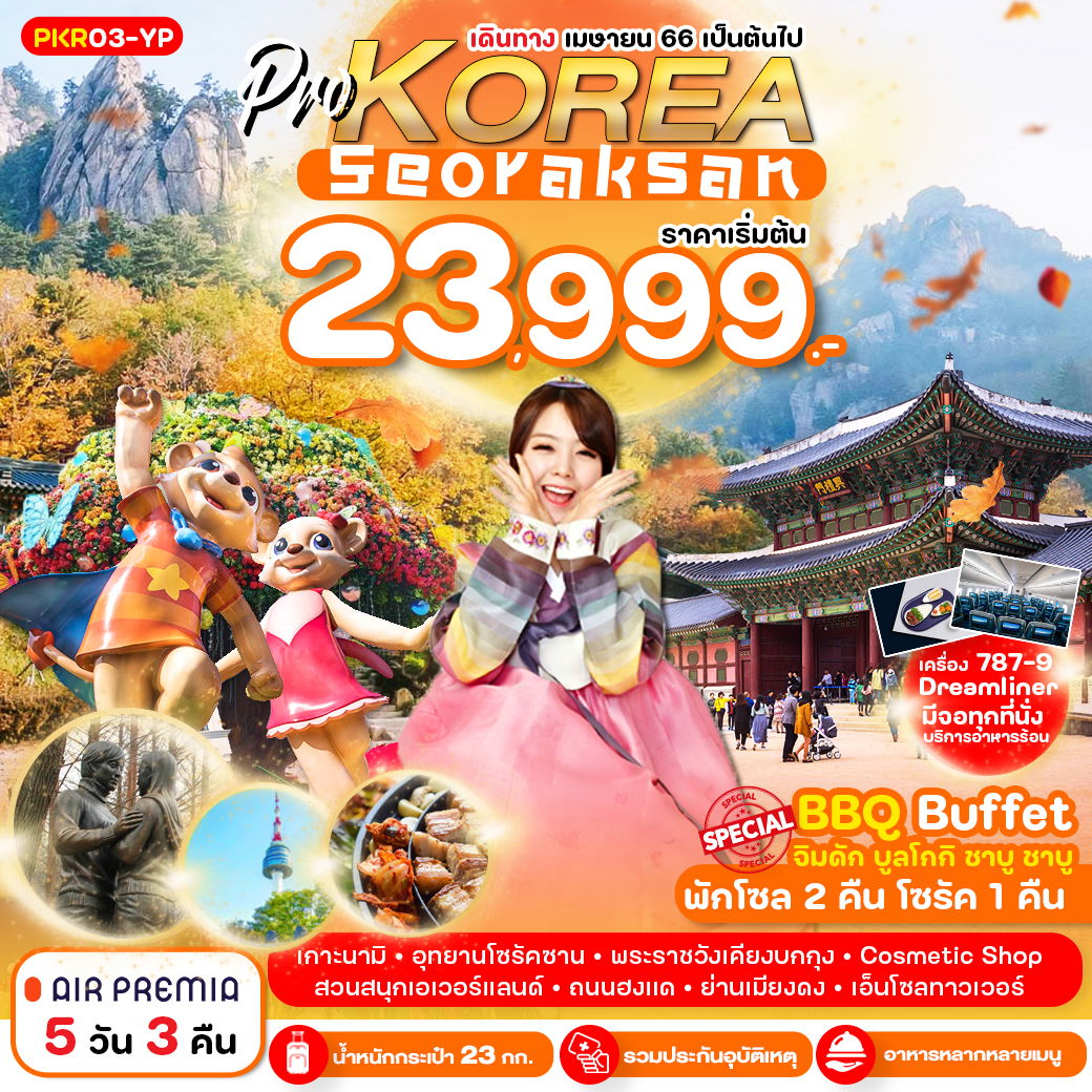 5D3N KOREA SEORAKSAN EVERLAND FULL DAY เที่ยวเต็ม ไม่มีฟรีเดย์