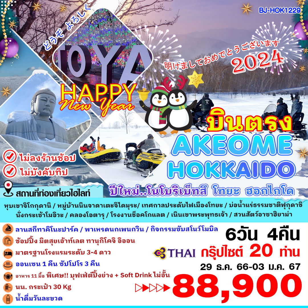 ทัวร์ญี่ปุ่นปีใหม่ ฮอกไกโด AKEOME HOKKAIDO NEW YEAR 6D 4N THAI AIRWAY ...