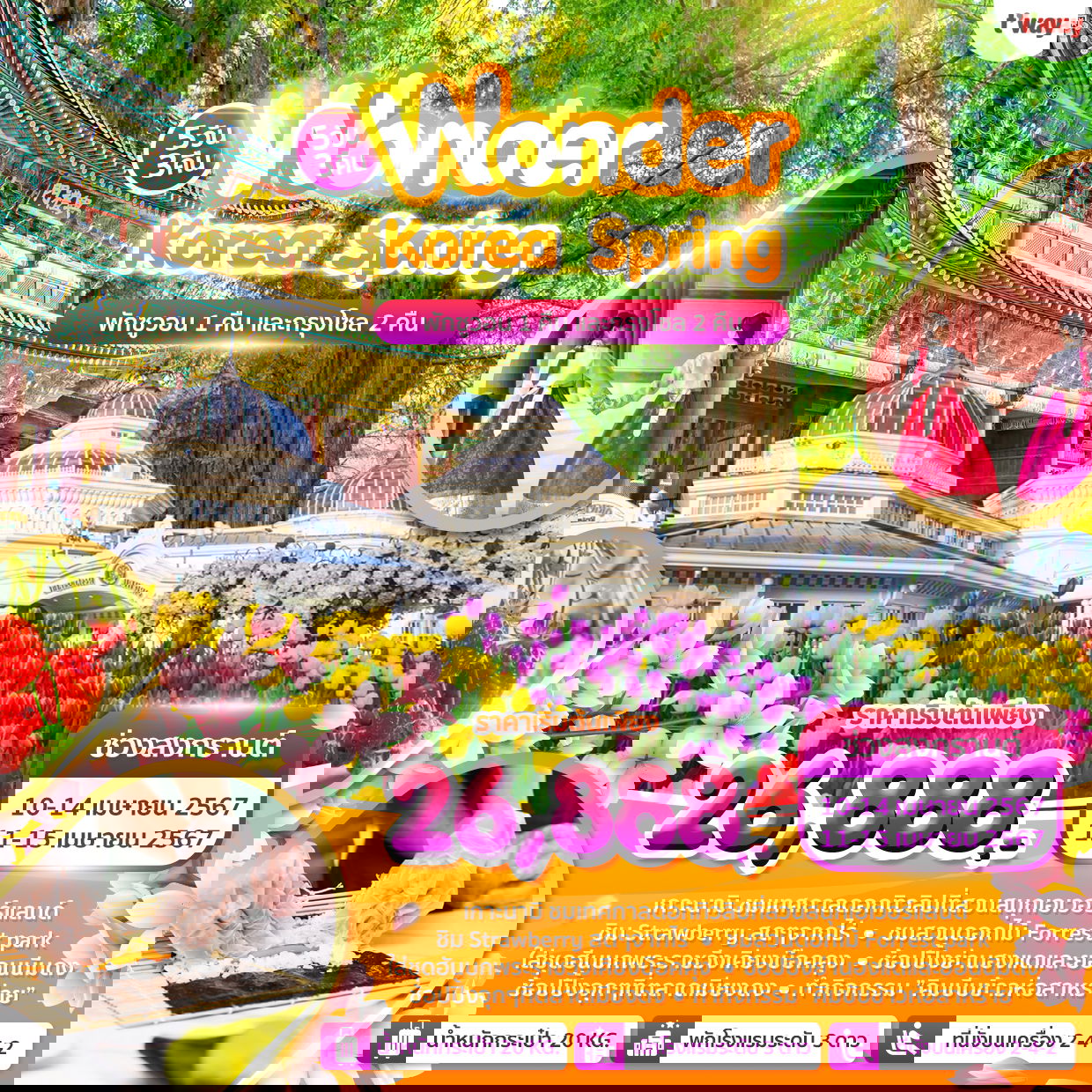 ทัวร์เกาหลี Wonder Spring in Everland By TW (พักอันยาง-โซล-โซล)