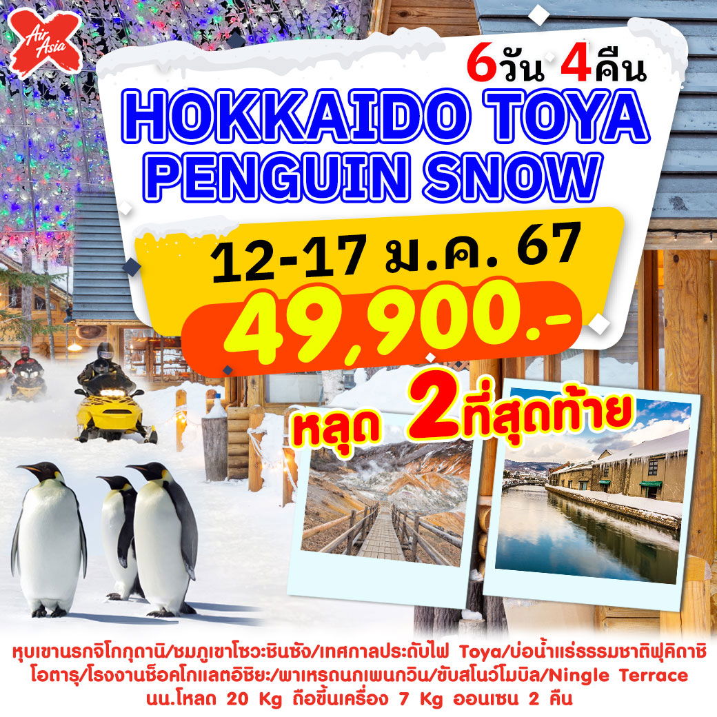 HOKKAIDO TOYA PENGUIN SNOW 6D4N BY THAI AIR ASIA X